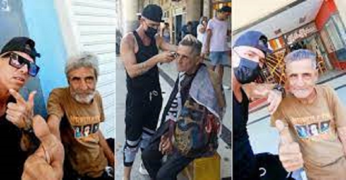 Barbero regala corte de pelo a cubano que pedía dinero en la calle